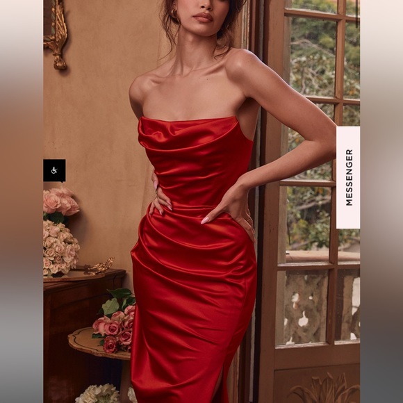 House of CB | Dresses | House Of Cb Adrienne Scarlet Satin Strapless ...